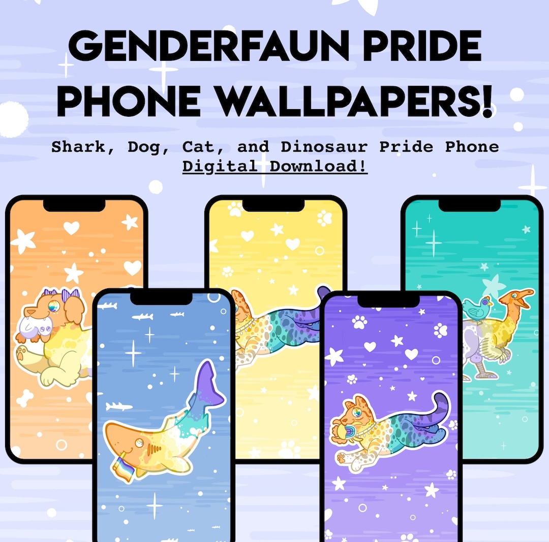 Genderfaun Pride PHONE WALLPAPER - Digital Download of Shark Cat Dog ...