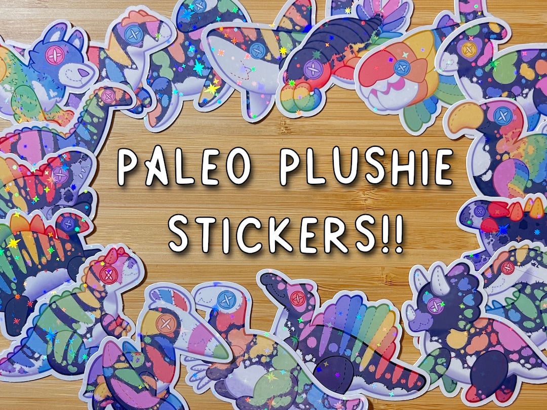 Plushie Paleontology Stickers! - 18 Designs - Allosaurus Stegosaurus ...
