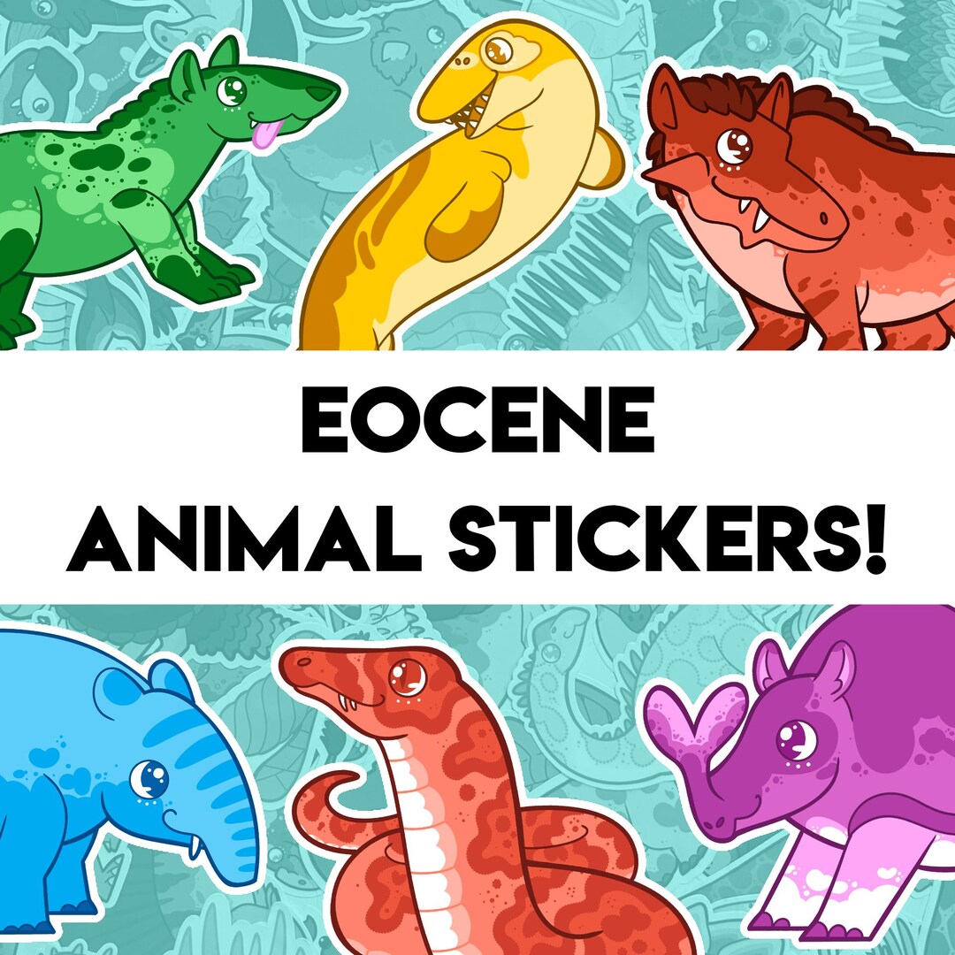 Eocene Paleontology Stickers - 27 Designs - Gastornis Entelodon ...