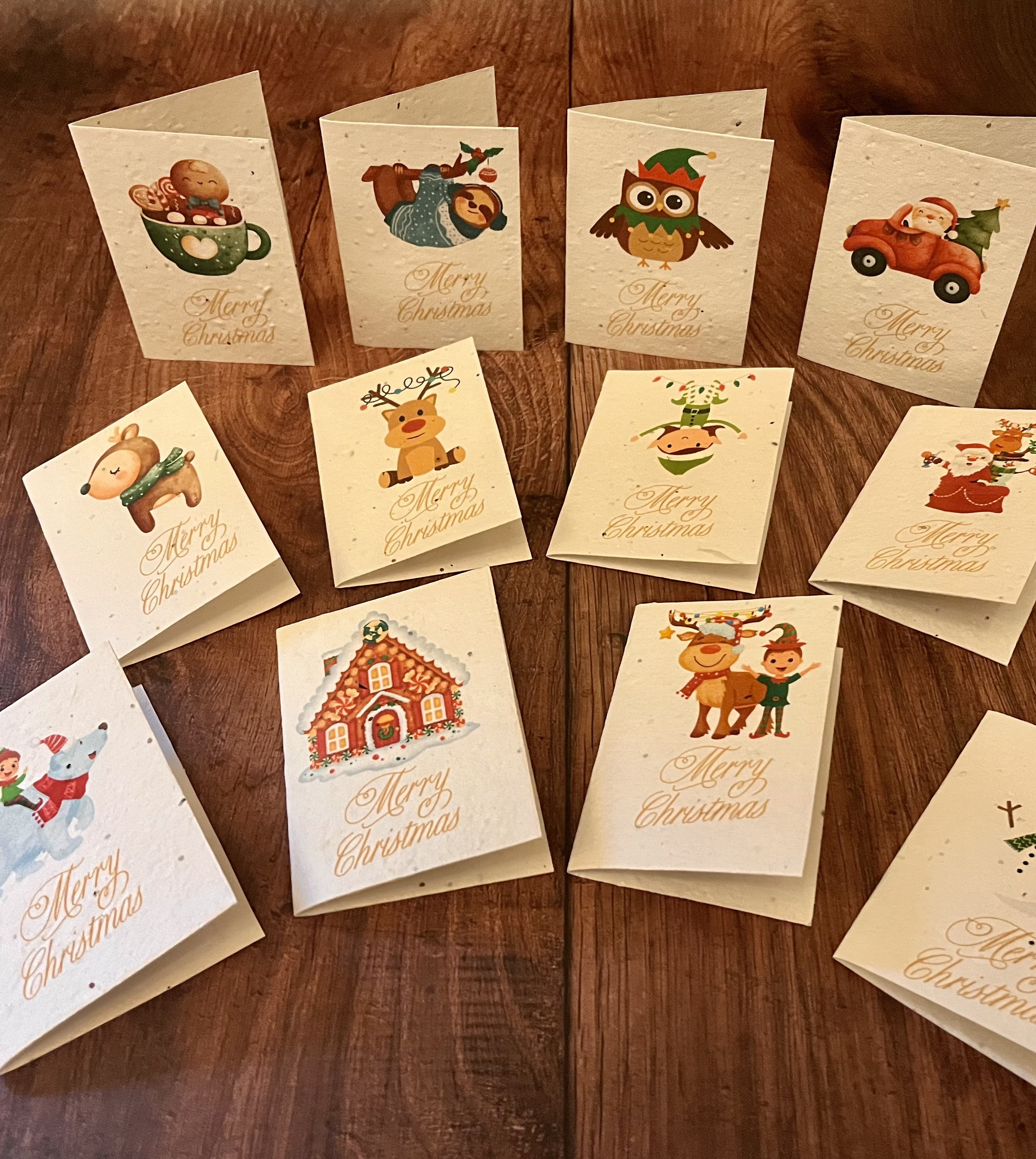 Cute Mini Christmas Card Set of 12 Seeded Cards - Etsy UK