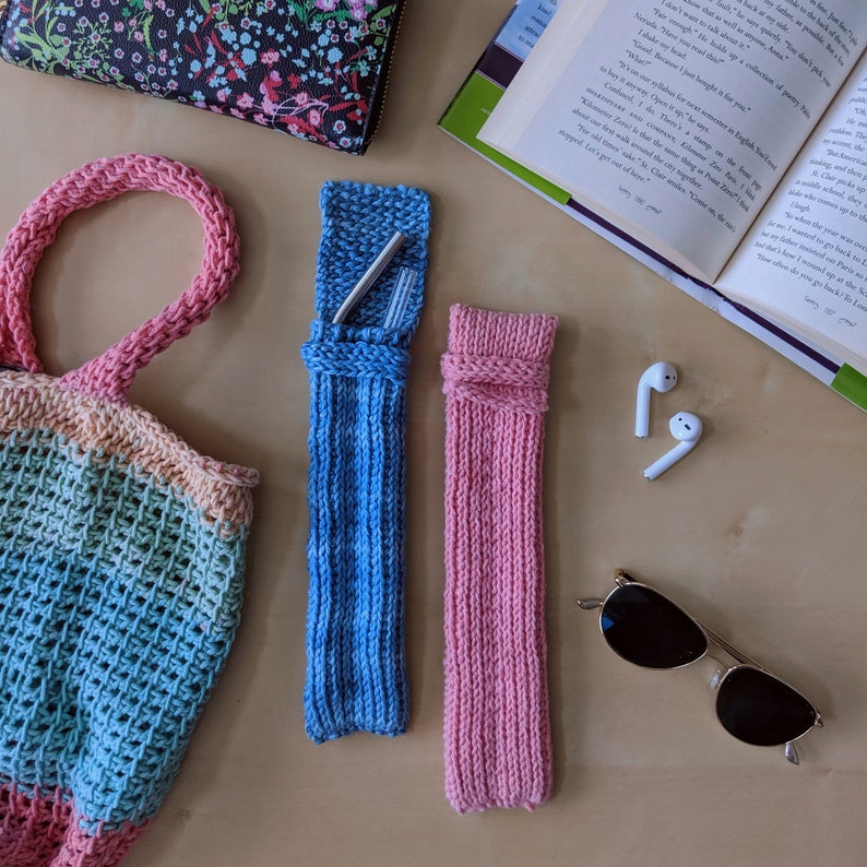 CROCHET PATTERN: on the Go Straw Pouch / Reusable Drinking Straw Holder ...