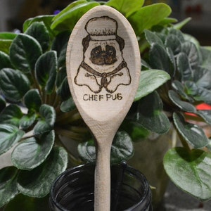 Wooden Spoon, Fathers Day Gift, Cookie Spoon. Kitchen Baking Spoon, Pug ...