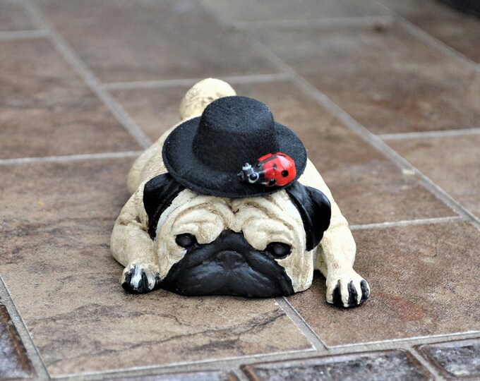 Fawn Pug Figurine, Father's Day Gift, Lady Bug Gift, Gift for Dad's ...