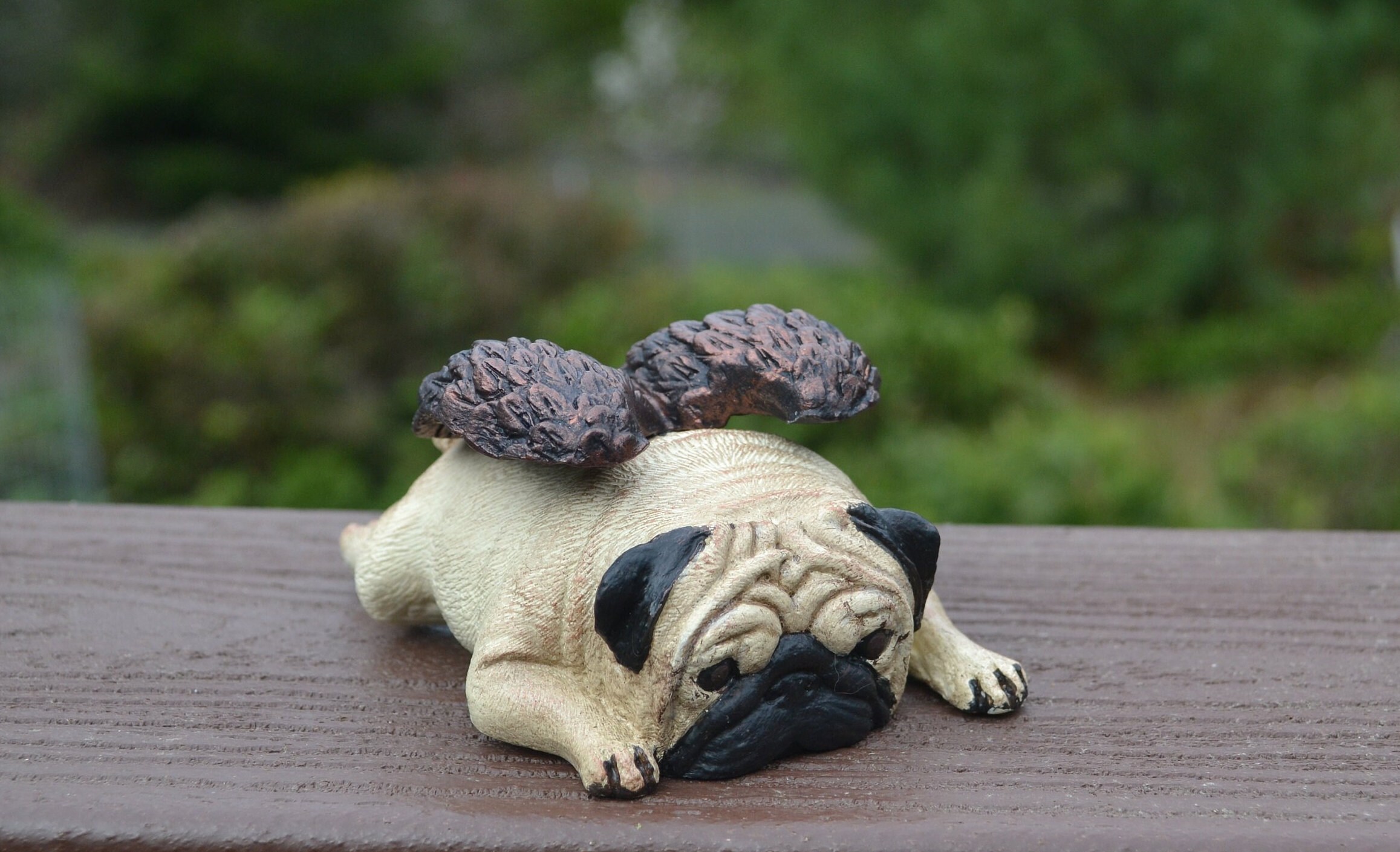 Pug Memorial Statue Fawn Pug Figurine With Angel Wings Pet | Etsy