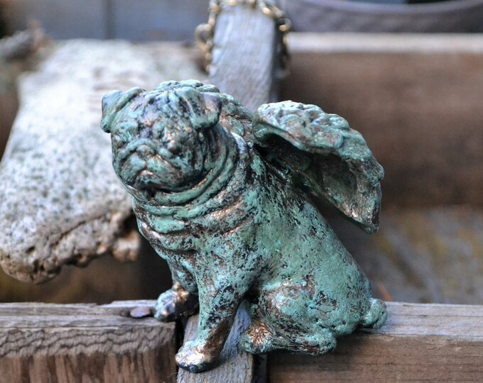 Patina Painted Pug Pug Dog Figurine Christmas for Sister - Etsy