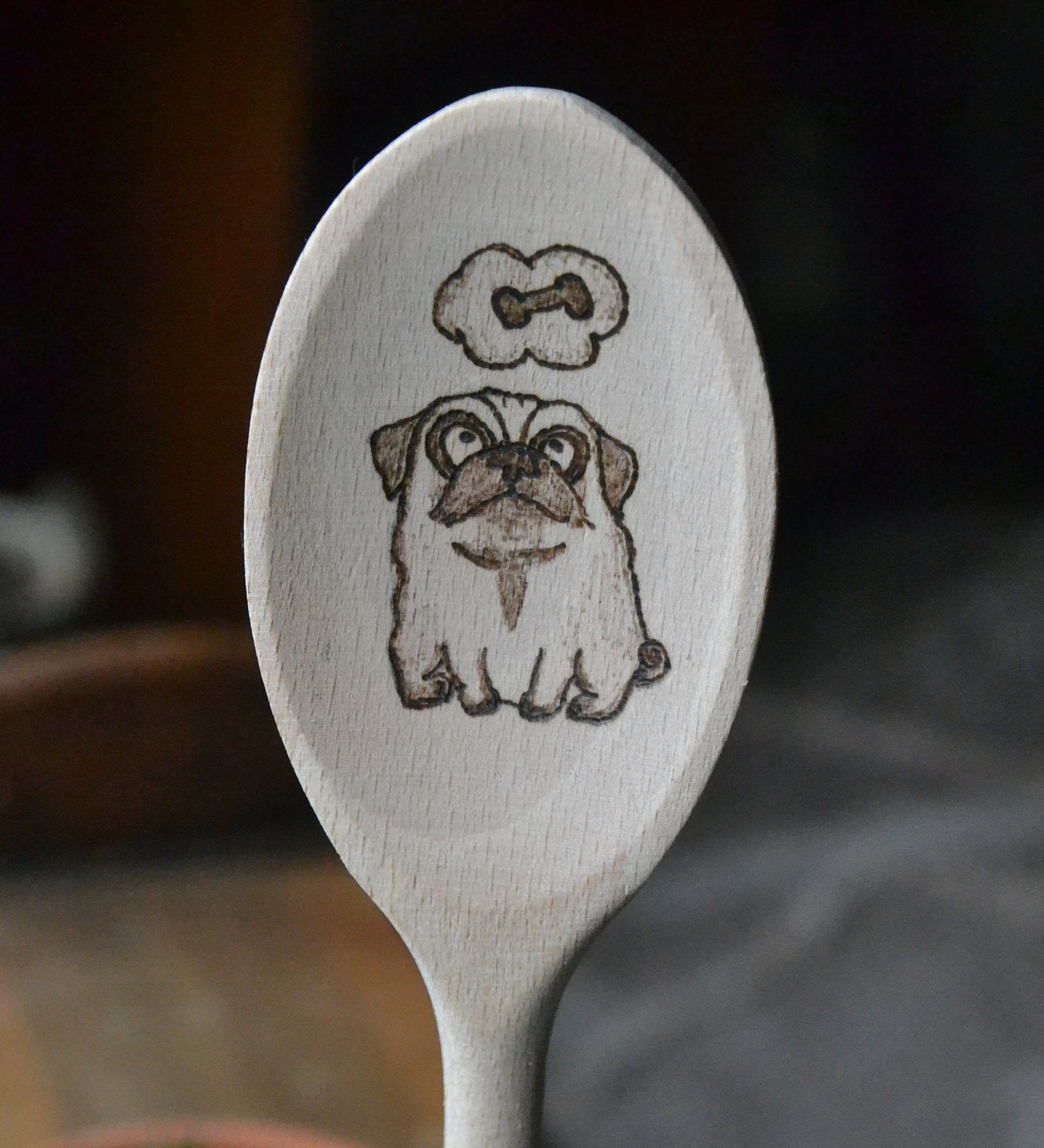 Wooden Spoon for Dog Lover Thank You Gift. Pug Picture. Wood - Etsy