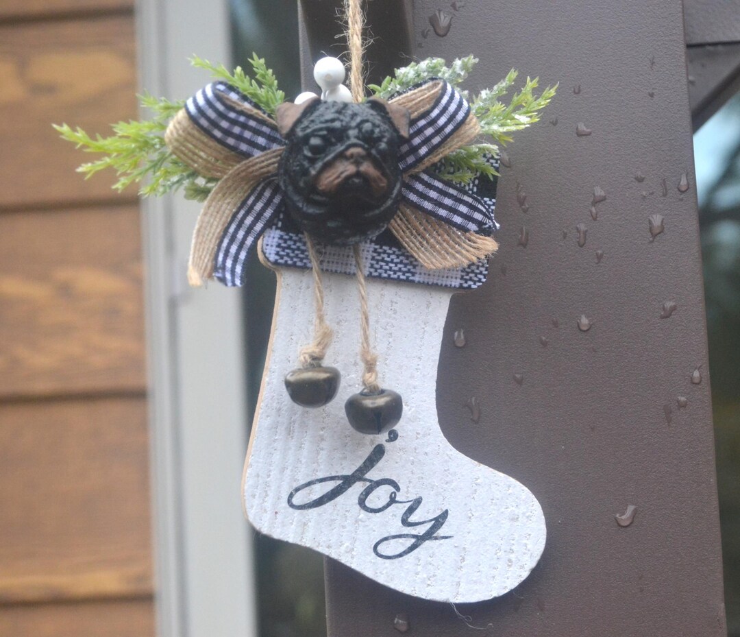Pug Christmas Ornament, Black Pug Holiday Tree Decor. - Etsy