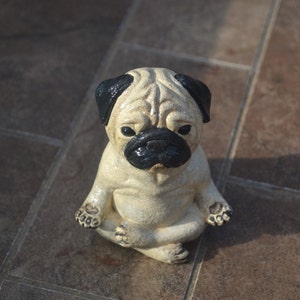 Meditating Fawn Pug Statue, Buddha Pug Figurine for Mom or Dad, Yoga ...