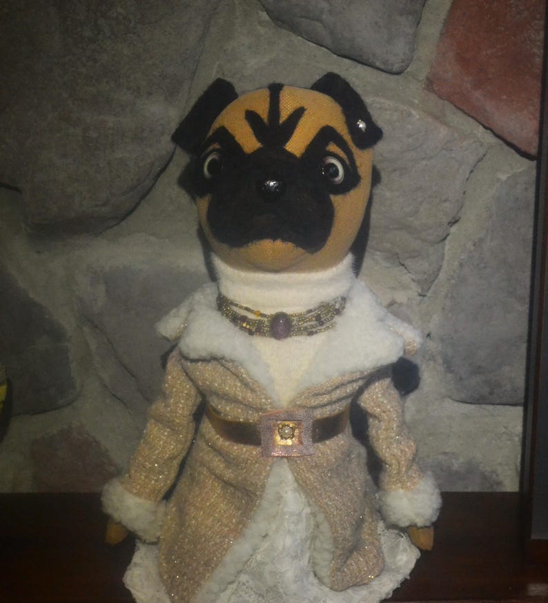 Handmade Needle Felted Pug Art Doll, Vintage Lace & Faux Fur - Etsy