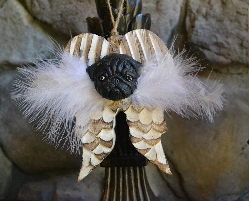 Pug Memorial Wooden Angel Wings Wall Hanging Pug Dog - Etsy