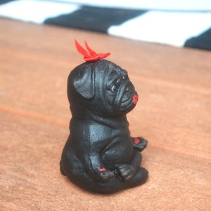 Meditating Black Pug Statue With Red Lipstick and Bow. Yoga Teacher ...