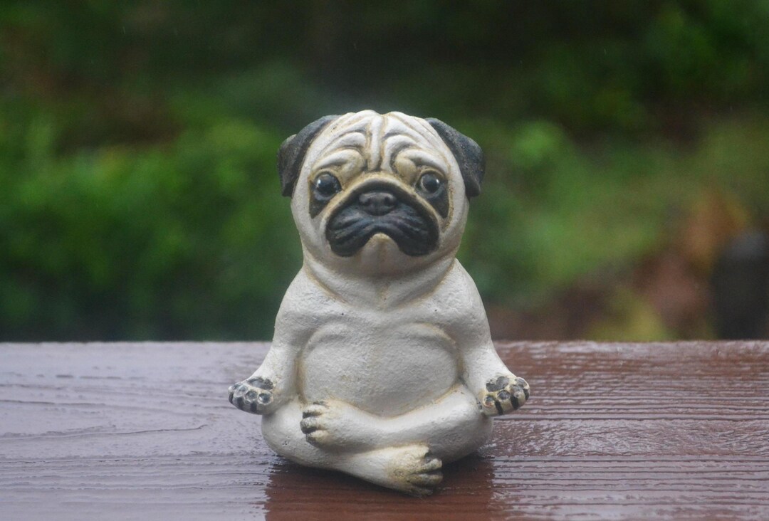Vito the Pug Figurine, Fawn Pug Statue, Meditation Spa Gift for Dog ...