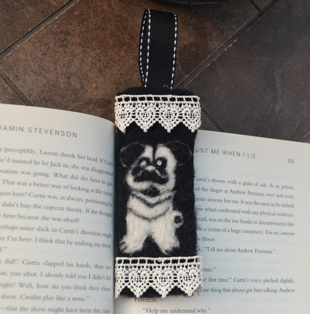 Needle Felted Fawn Pug Bookmark, Birthday Gift for Best Friend Coworker ...