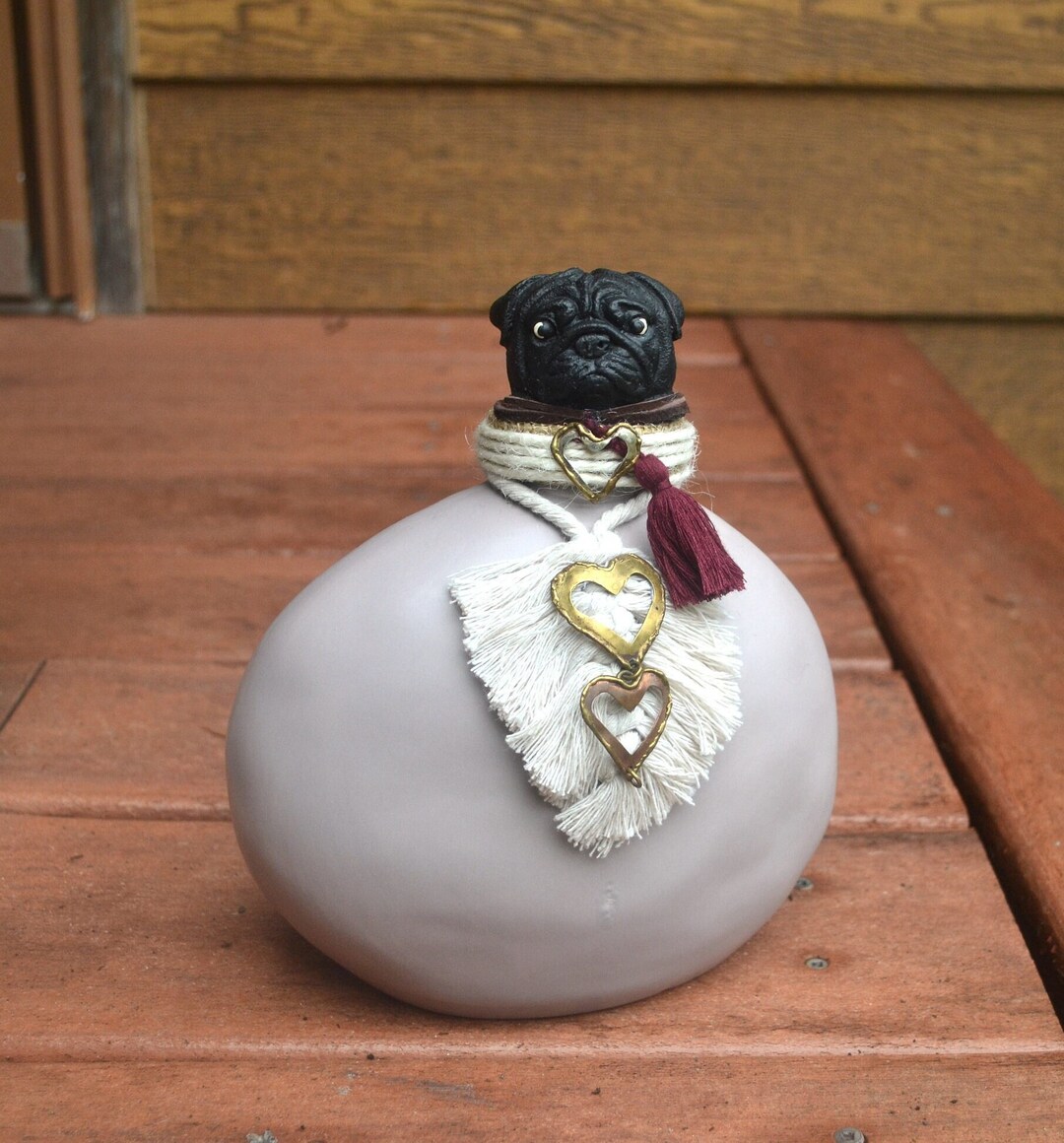 Mauve Vase Black Pug Macrame Vase Black Pug Jug Ceramic - Etsy