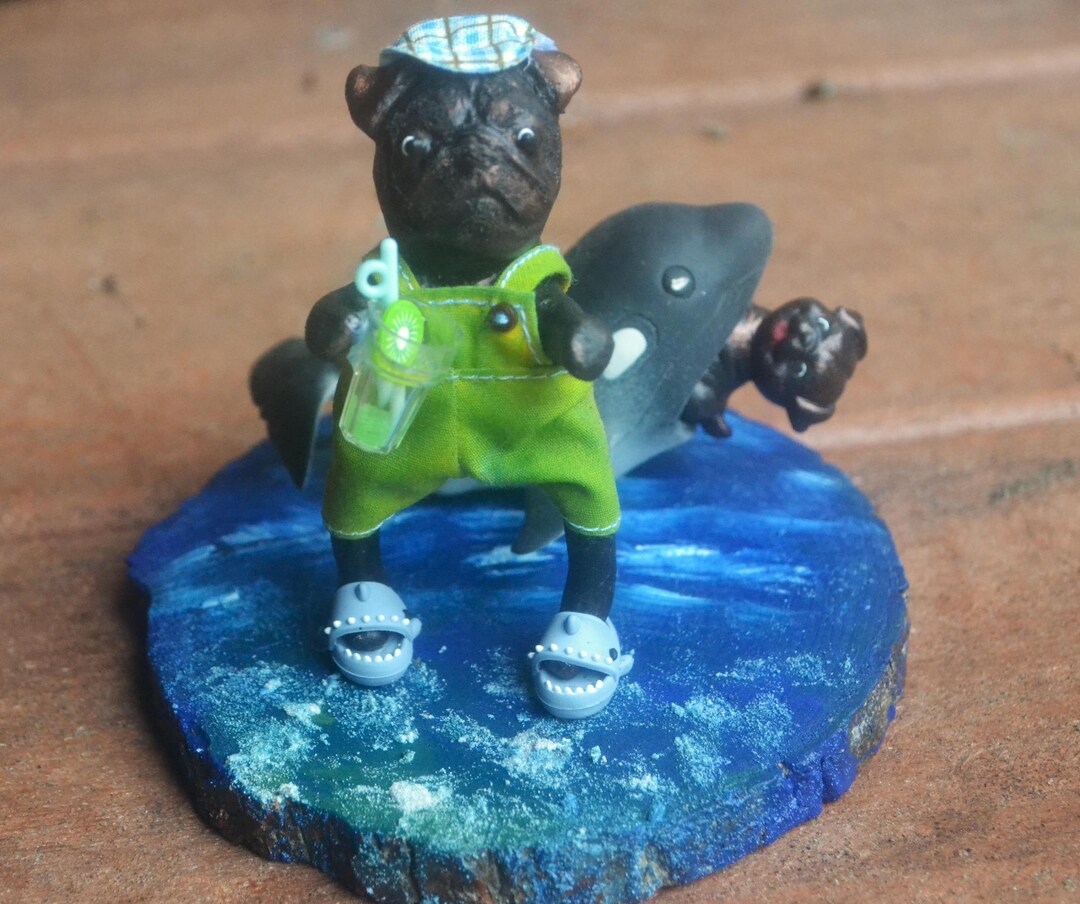 Shark Pug Decoration for Dad's Office, Shark Week Dog Humor, Gift for ...