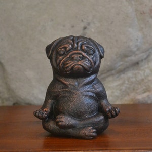 Meditating Bronze Pug Figurine, Yoga Dog, Spiritual Gift, Spa ...