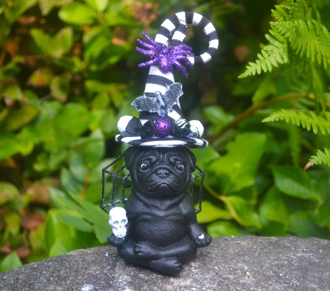 Meditating Black Pug Statue, Halloween Pug Decor, Pug Mom Gift. - Etsy