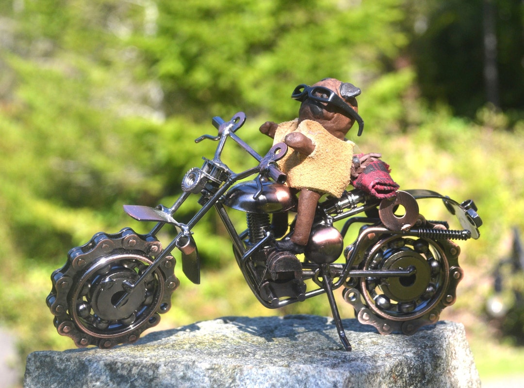 Pug Dog Figurine Riding Motorcycle. Father's Day Gift for Dad. - Etsy