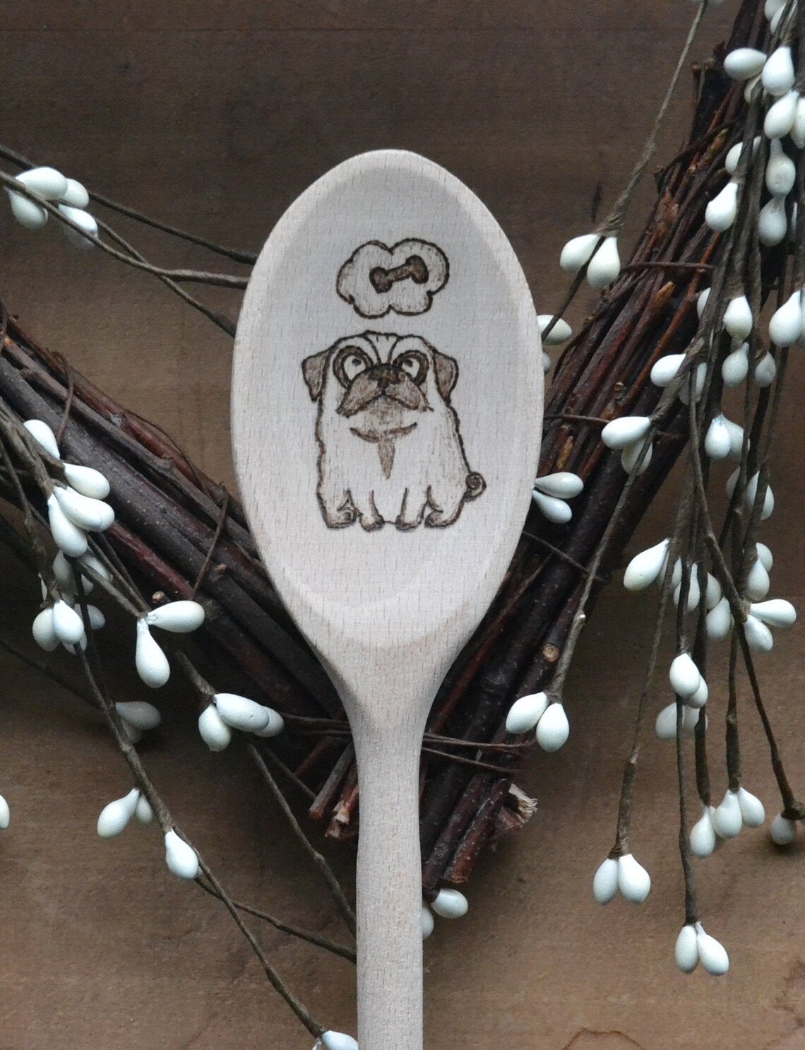 Wooden Spoon for Dog Lover Thank You Gift. Pug Picture. Wood - Etsy