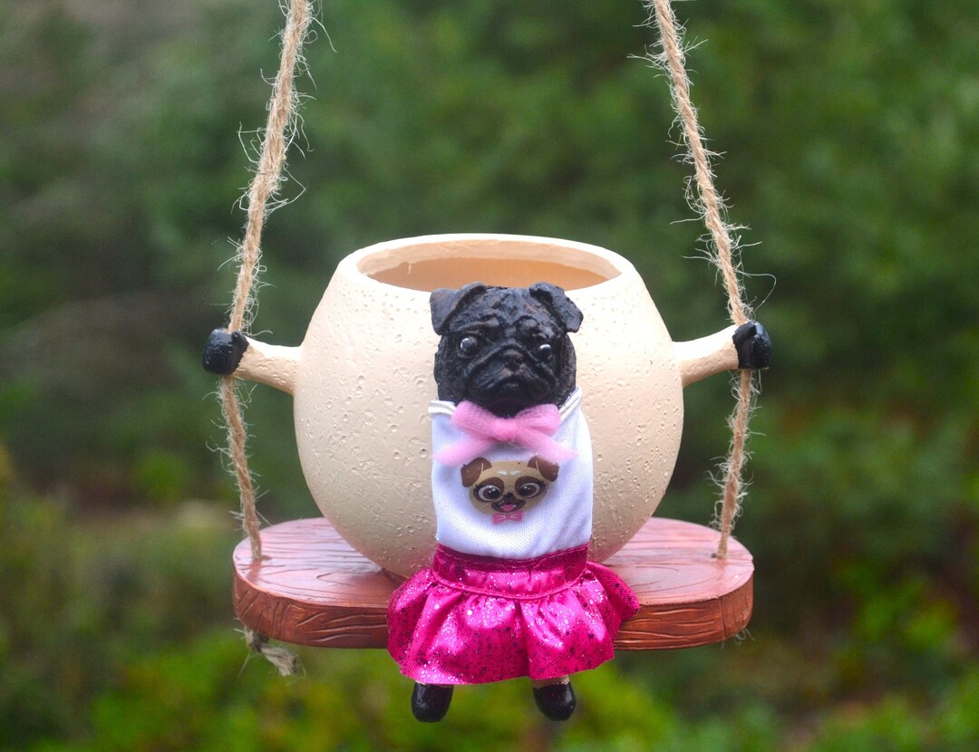 Black Pug Figurine/indoor Pug Planter - Etsy
