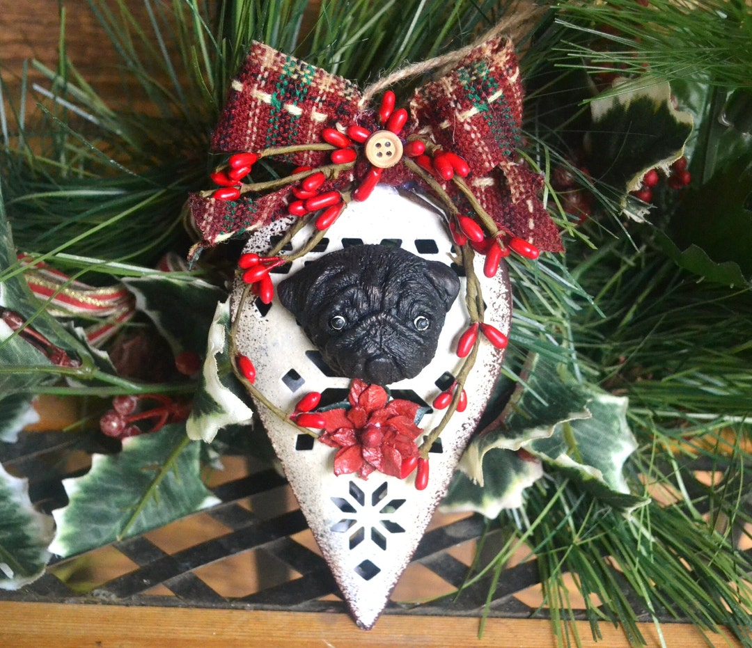 Black Pug Christmas Decor, Gift for Wife, Holiday Dog Ornament. - Etsy