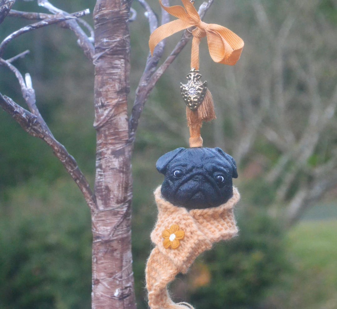 Black Pug Ornament, Winter Pug Tree Decor, Gift for Pug Mom. - Etsy