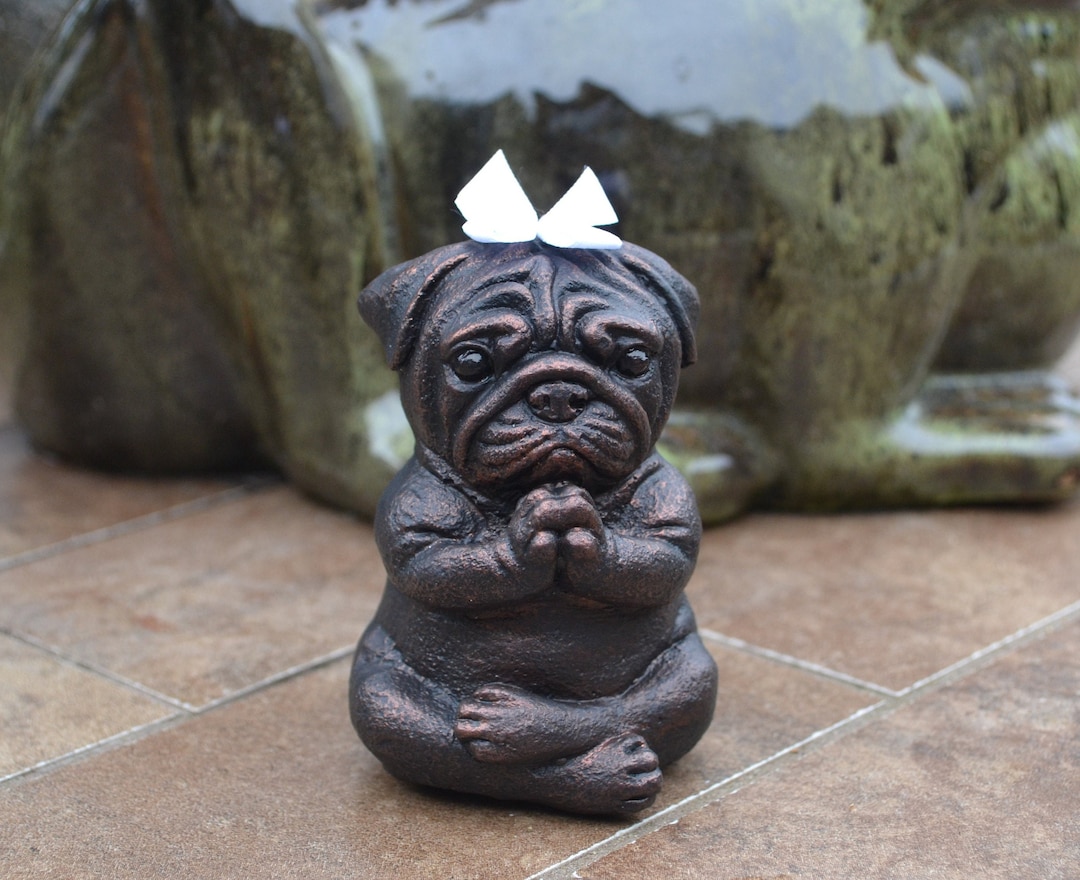 Bronze Budha Pug Yoga Meditation, Spiritual Office Decor, Birthday for ...
