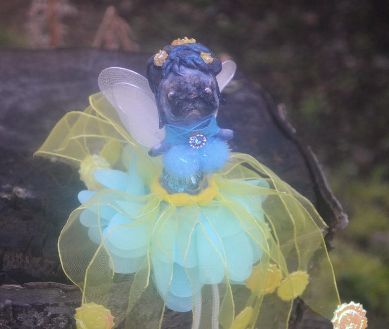 Handmade Blue Fairy Pug Art Doll, Shelf Decor - Etsy