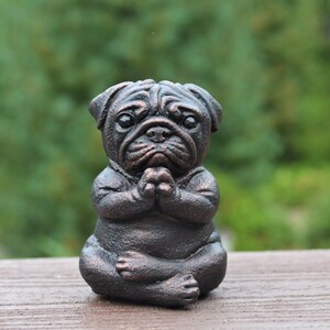 Bronze Budha Pug Yoga Meditation, Spiritual Office Decor, Birthday for ...