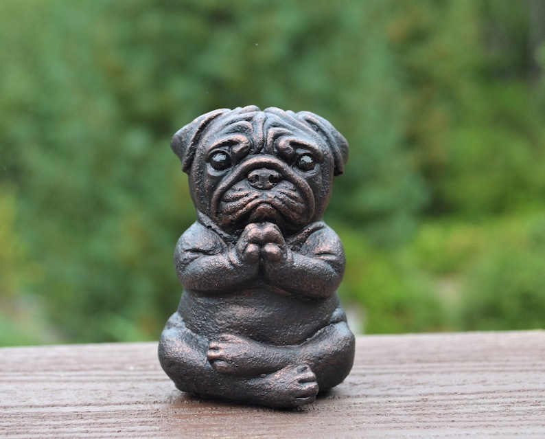 Bronze Buddha Pug Figurine: Hand-poured Yoga Decor - Etsy