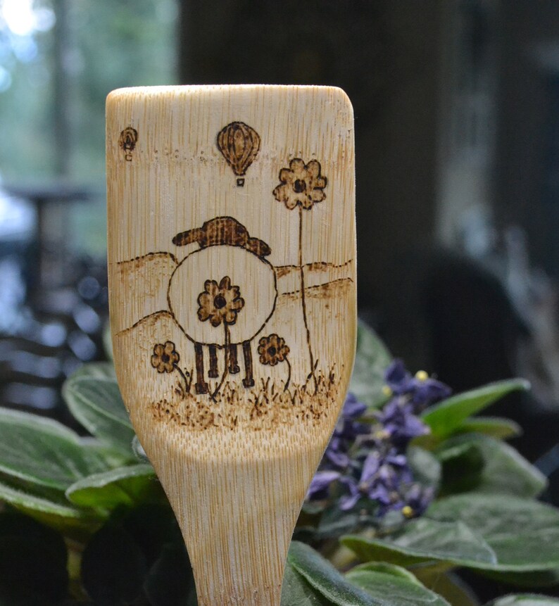 Wooden spoons. Wood burned kitchen sheep spoon. Hot air | Etsy