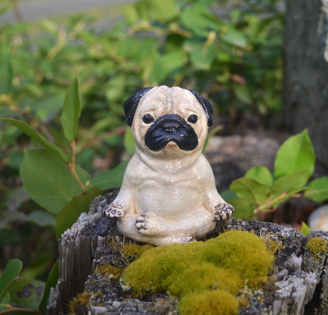 Meditating Fawn Pug Statue, Buddha Pug Figurine for Mom or Dad, Yoga ...