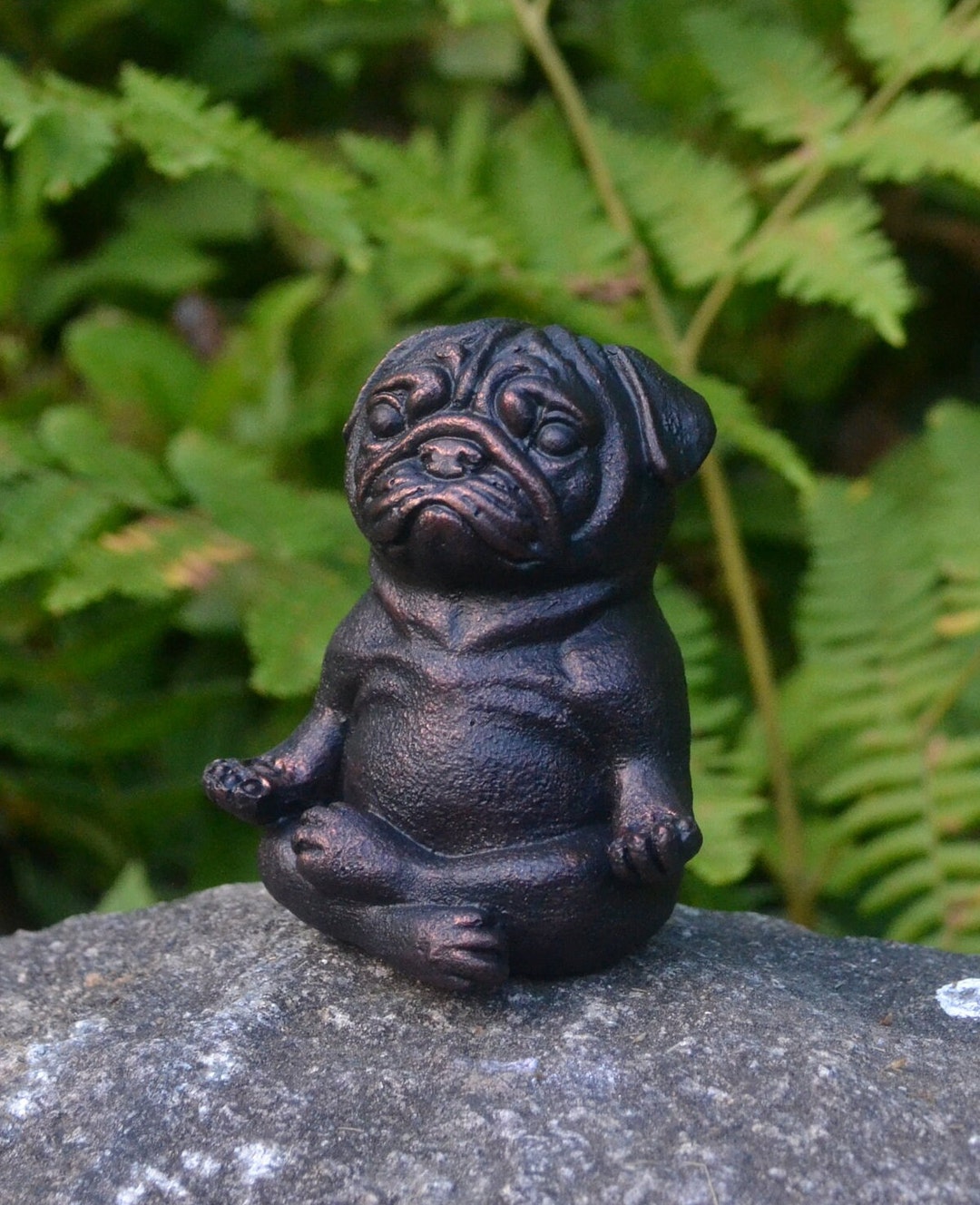 Meditating Bronze Pug Figurine, Yoga Dog, Spiritual Gift, Spa ...