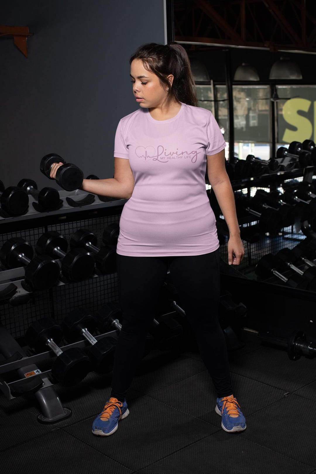 Living My Healthy Life Fitness Logo Tee, Workout Shirt, Gym Apparel ...