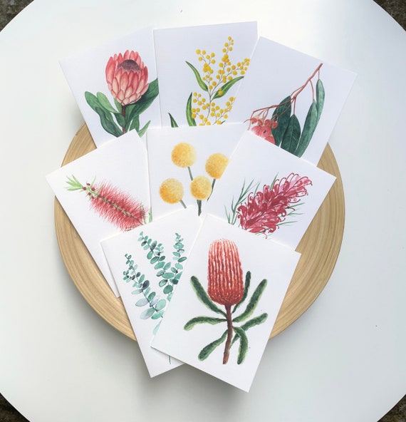 Set of Eight Australian Native Flower Greeting Cards | Etsy