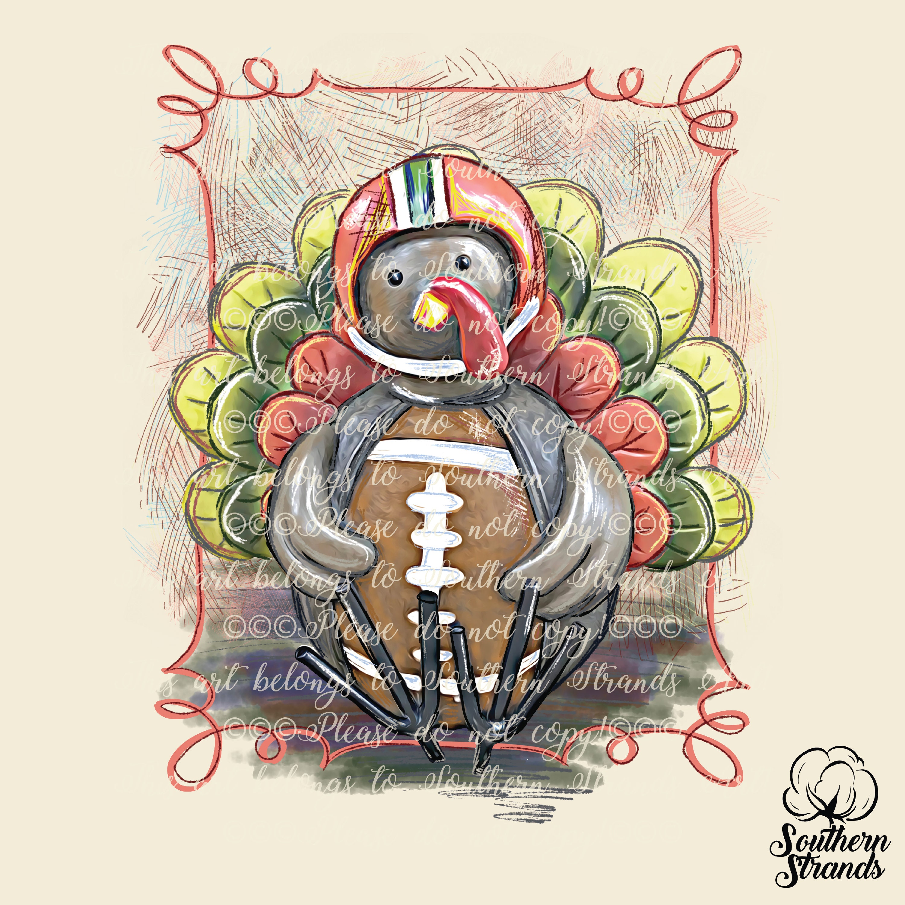Watercolor Football Turkey PNG Digital Download Design - Etsy