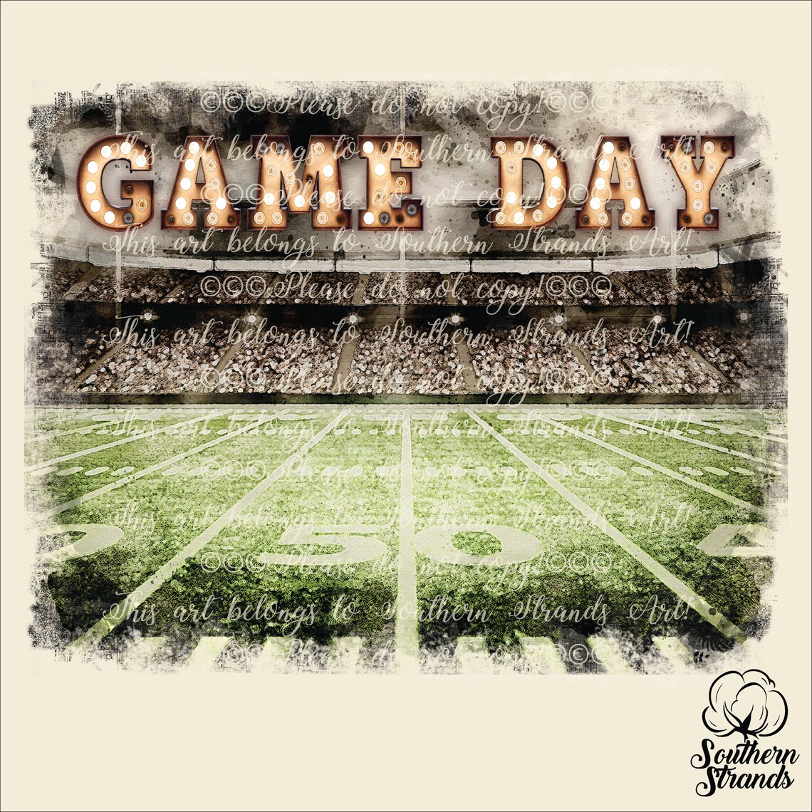 Game Day BLANK - PNG Digital Download Design - Watercolor Football ...