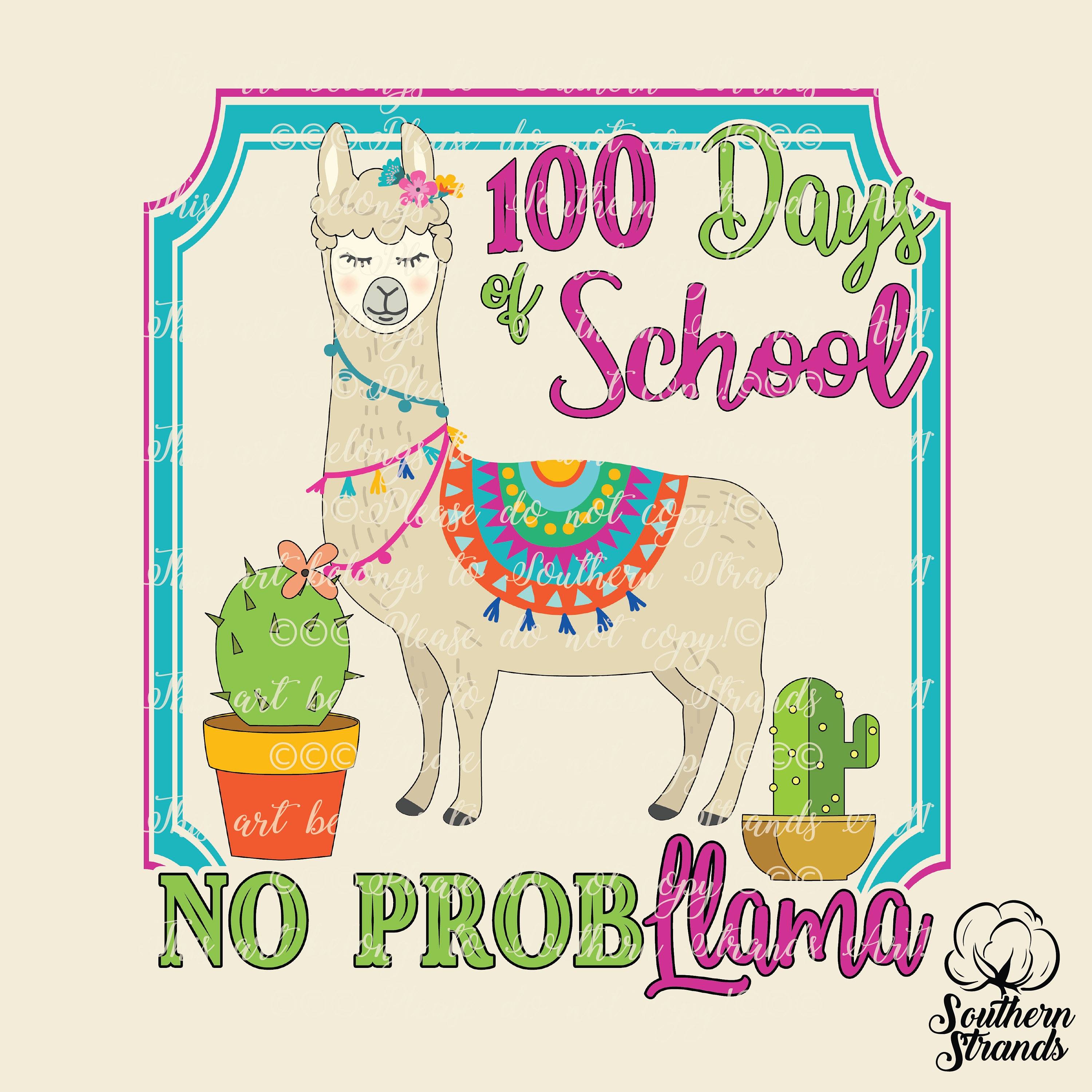 PNG "no Probllama" - 100 Days of School Digital Download Design - With ...