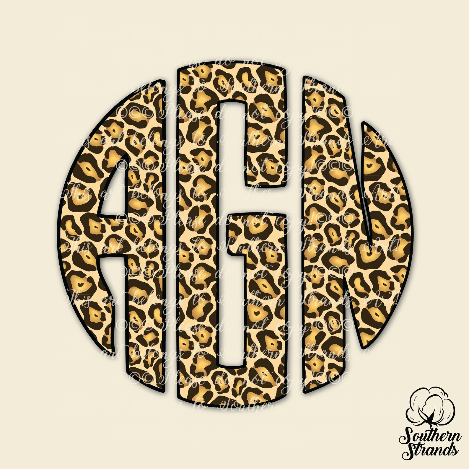 Leopard Circle Alpha Collection Circle Monogram Left | Etsy