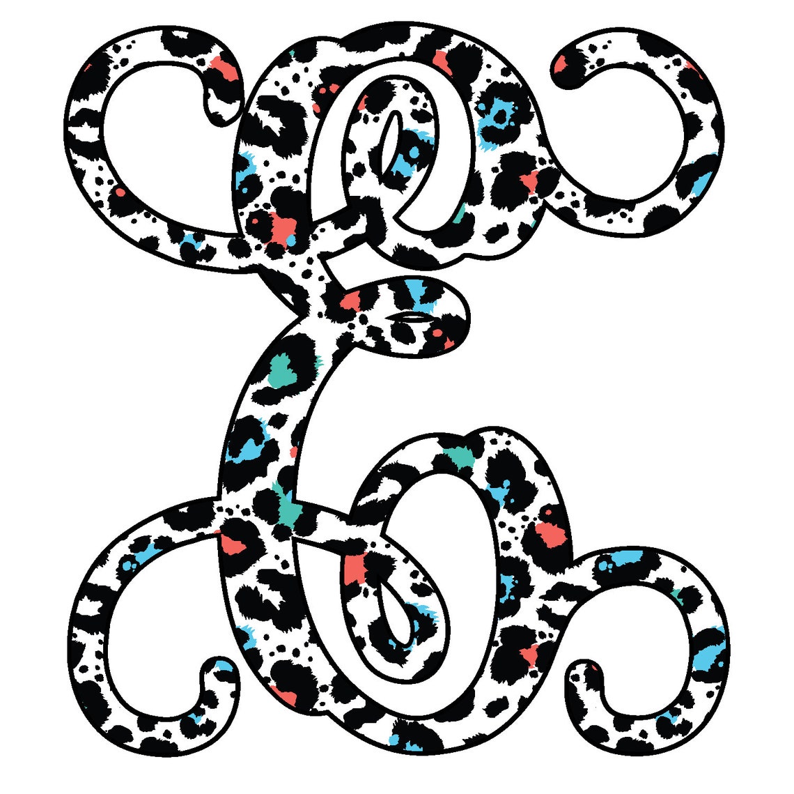 PNG "colored Leopard Vine Monogram" Collection - Digital Download ...