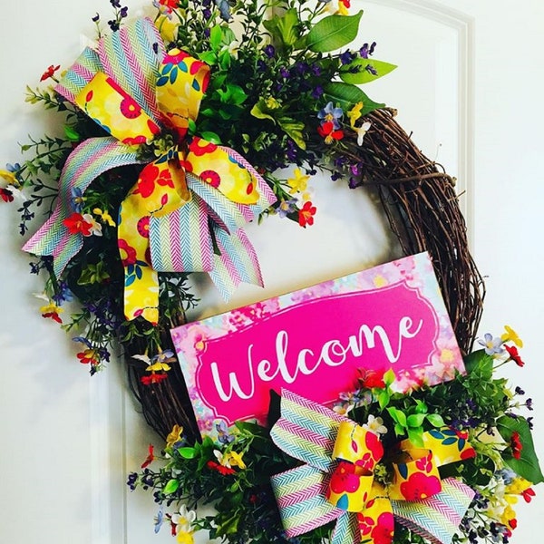 Welcome Grapevine Wreath - Etsy