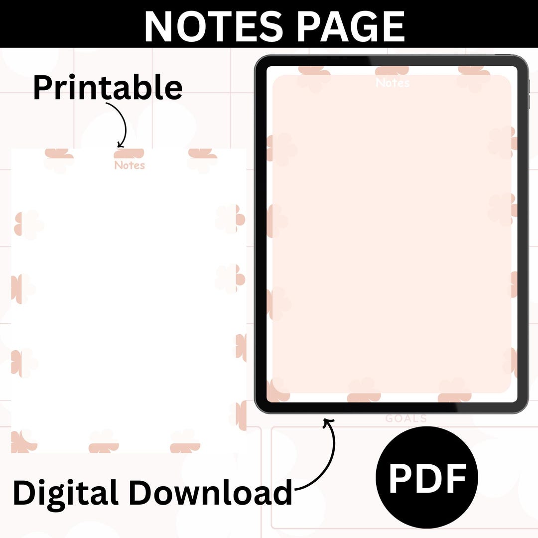 Printable Notes Pages PDF | Printable & Digital Download | Note Paper ...