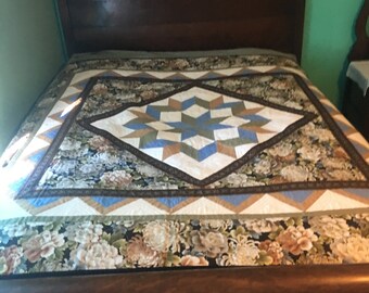 Blue brown quilt | Etsy