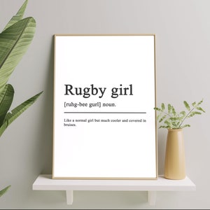 Rugby Girl Funny Definition Print Poster | Home Art Text Wall Decor ...