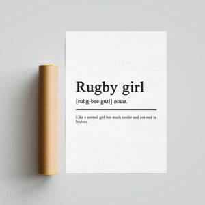 Rugby Girl Funny Definition Print Poster | Home Art Text Wall Decor ...