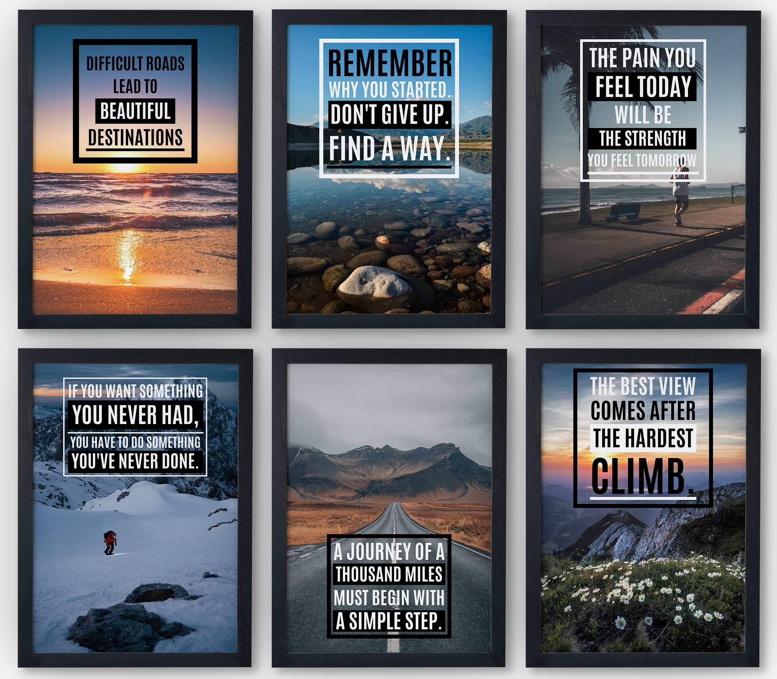 Motivational Posters Inspirational Quotes Set Of 6 Prints Etsy UK