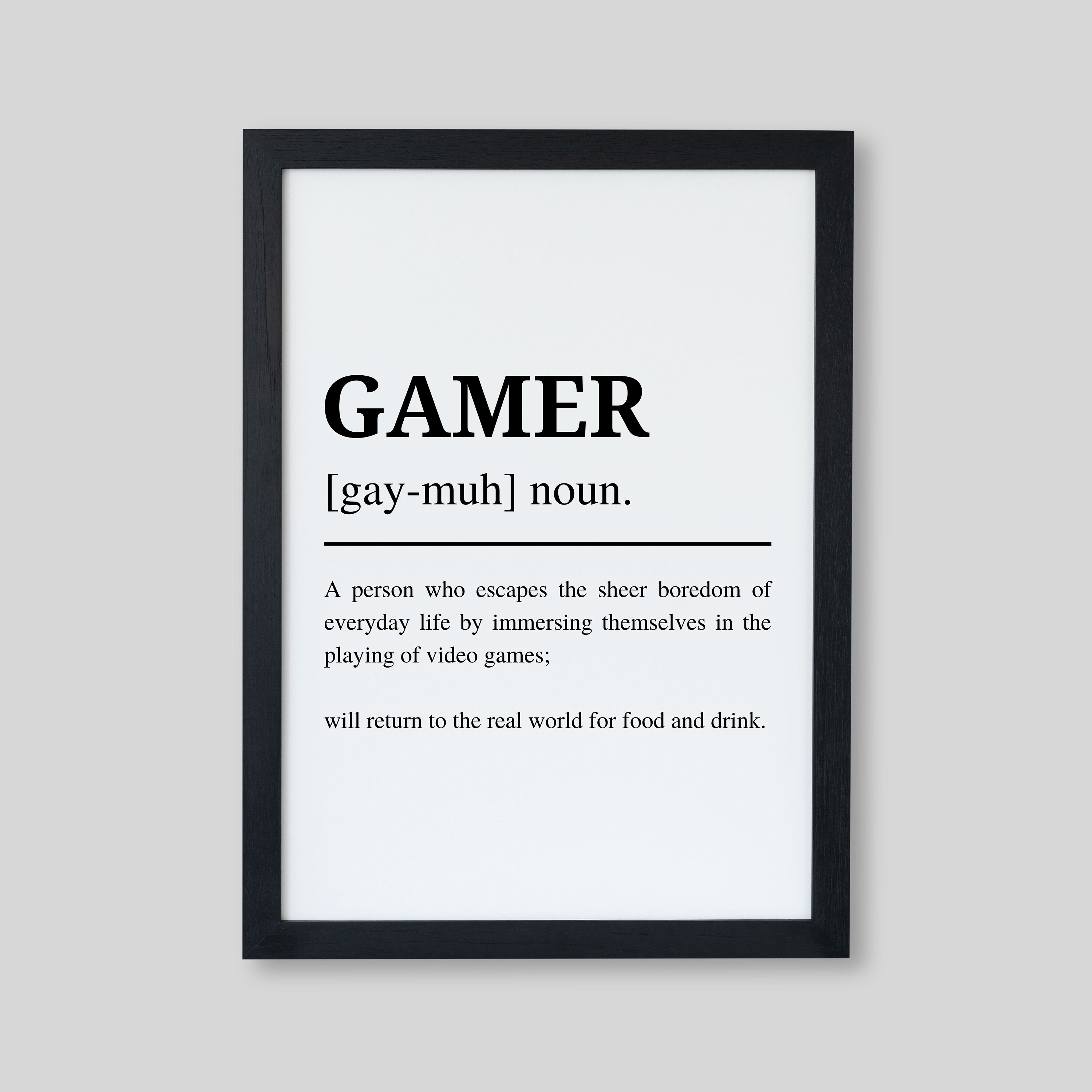 Gamer Definition Poster Funny Print for Gamers Wall Art Decor for Games ...