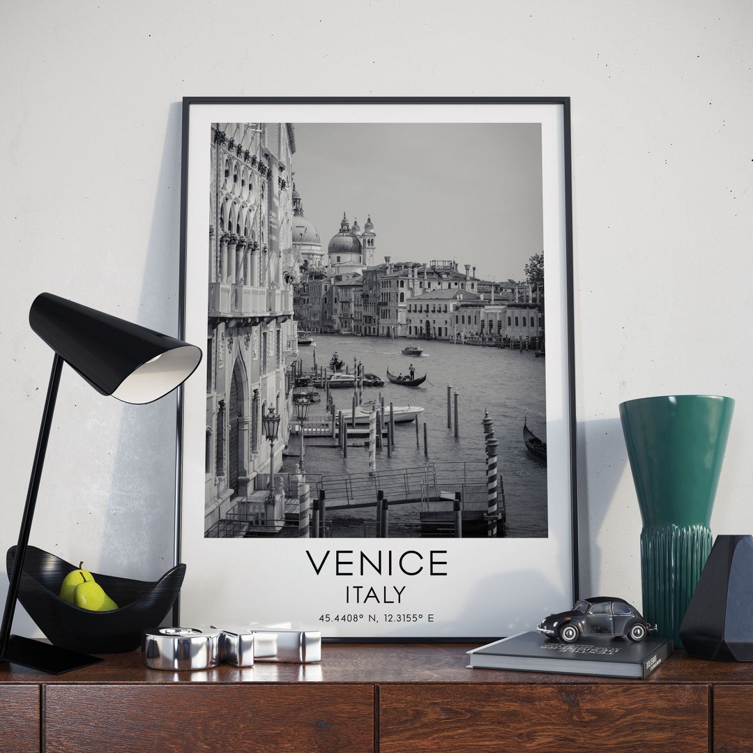 Venice Italy Travel Print Black & White Poster, Travel Art, Venice Gift ...