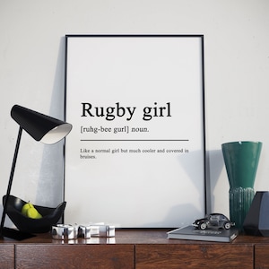 Rugby Girl Funny Definition Print Poster | Home Art Text Wall Decor ...