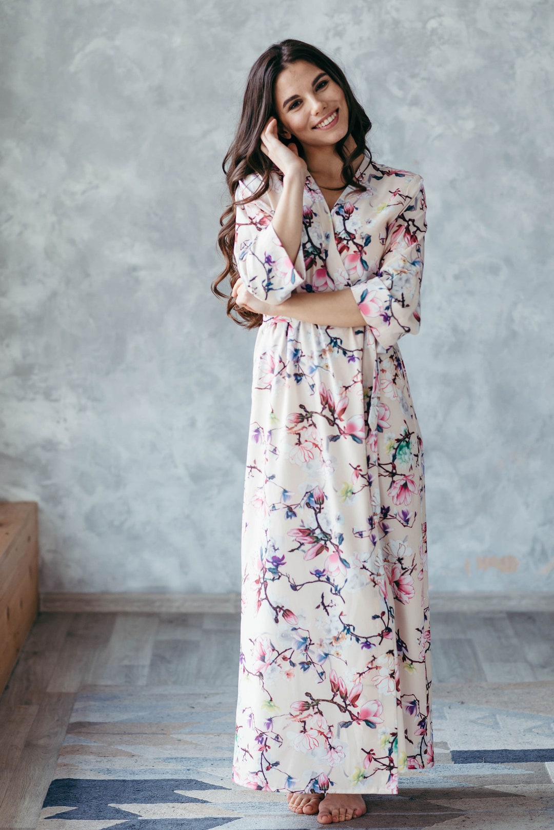 Long Robe Long Bridesmaid Robe Long Wedding Robe Bridal - Etsy UK